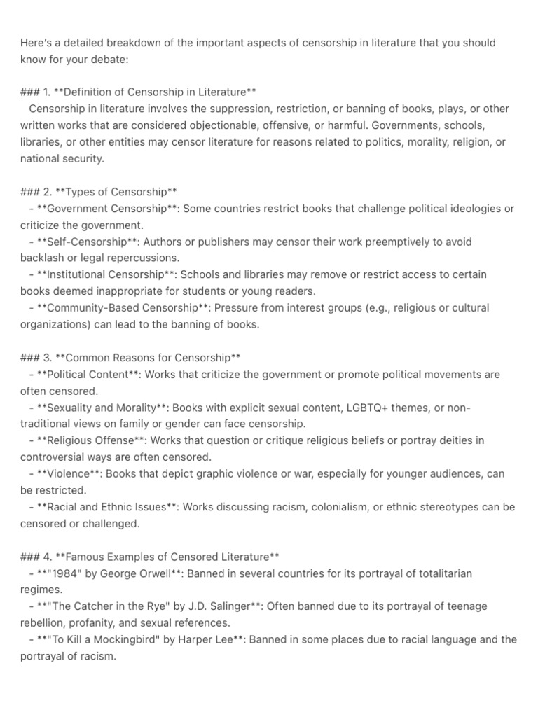 Censorship of Literature | PDF