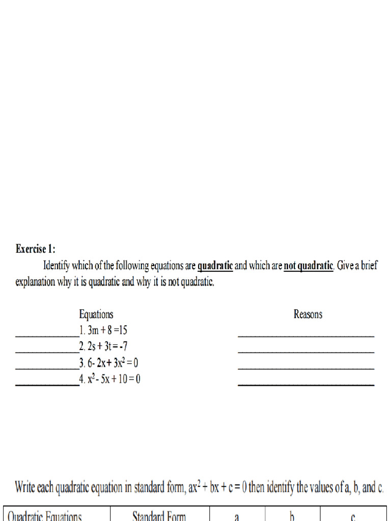 Math9 q1 Exercises-1 | PDF