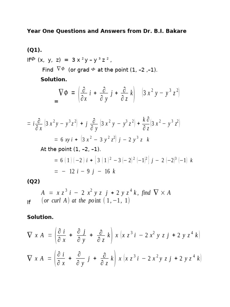 Yr 1. Questions and Answers From DR Bakare | PDF