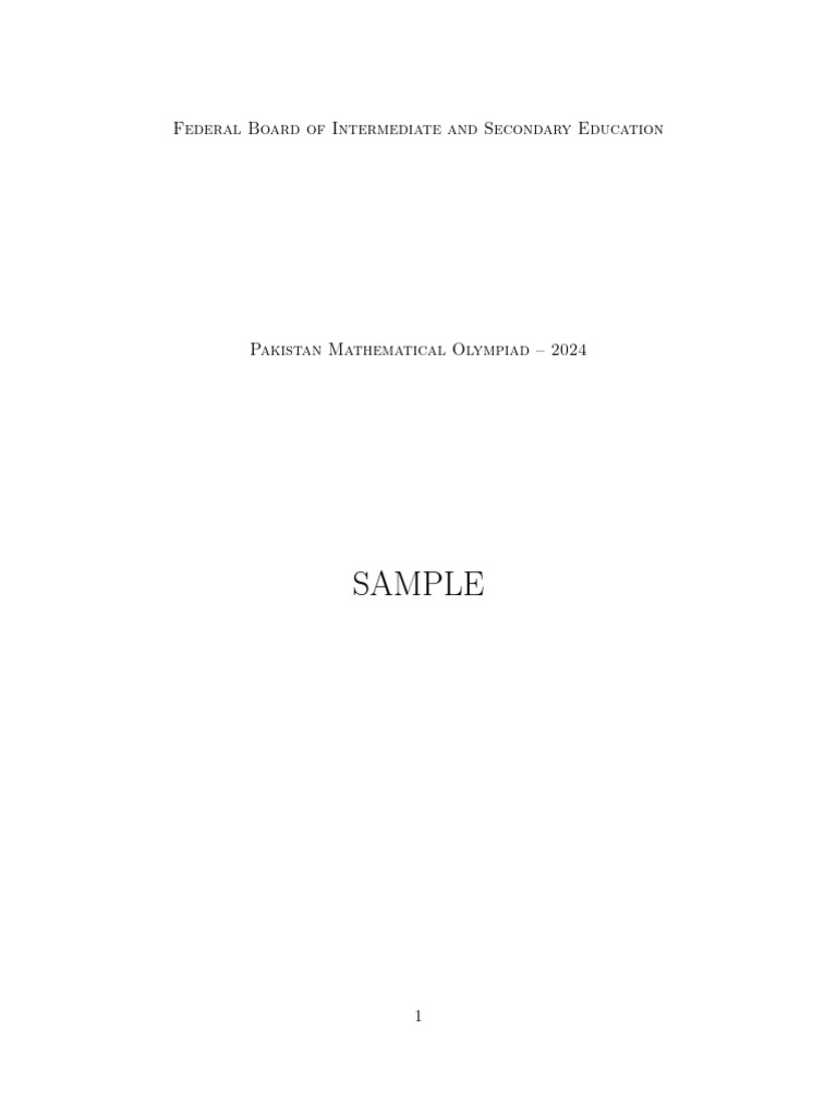 Olympiad FBISE X LUMS Sample With Answers | PDF
