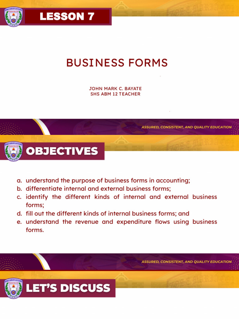 Lesson 7 Business Forms | PDF