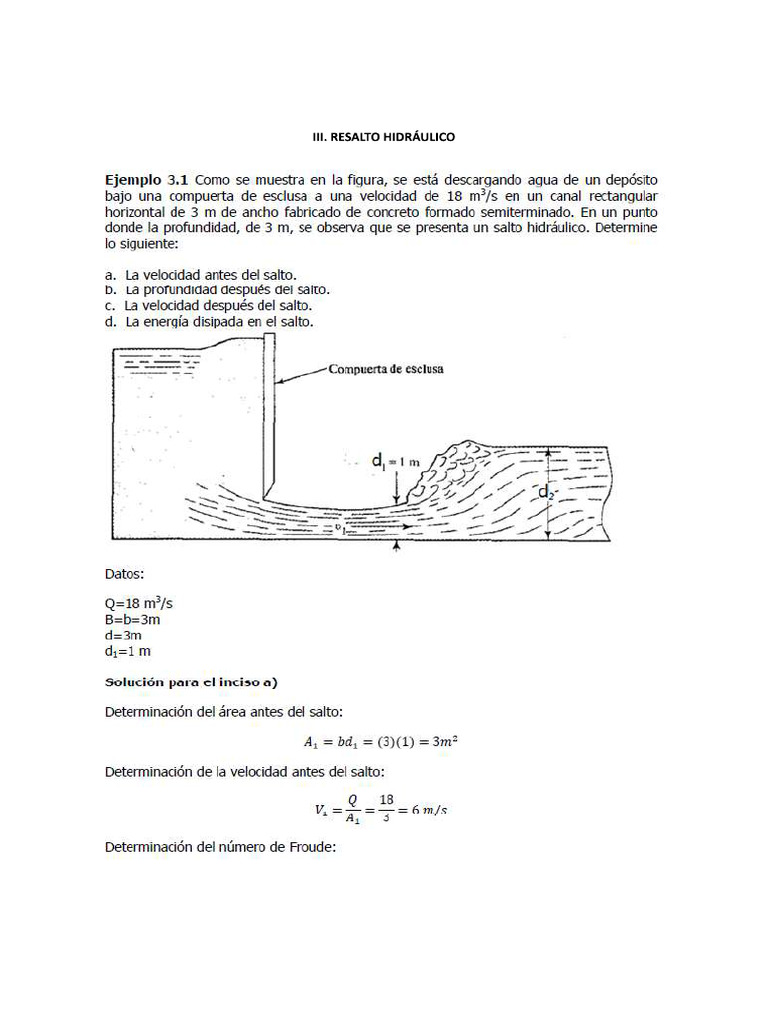 Ejercicios - Resalto Hidraulico | PDF