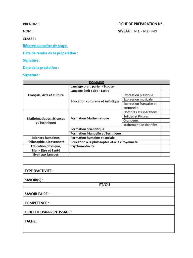 Nouvelle Fiche Vierge 2 | PDF