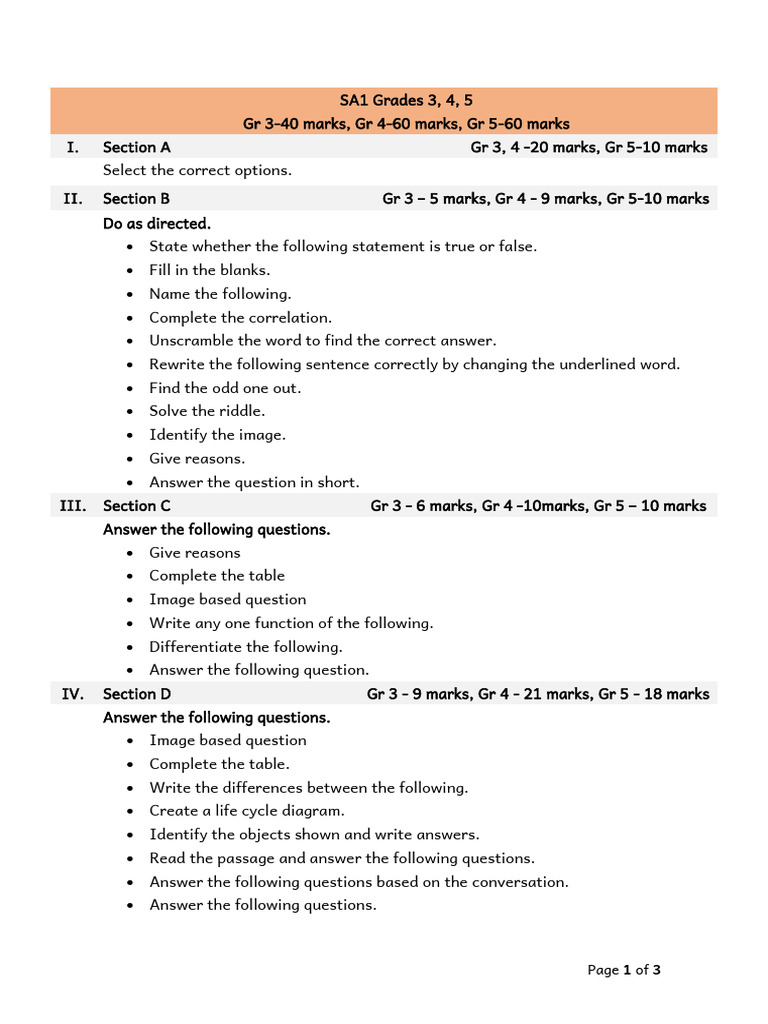 SA1 Science Pattern 3-8 | PDF