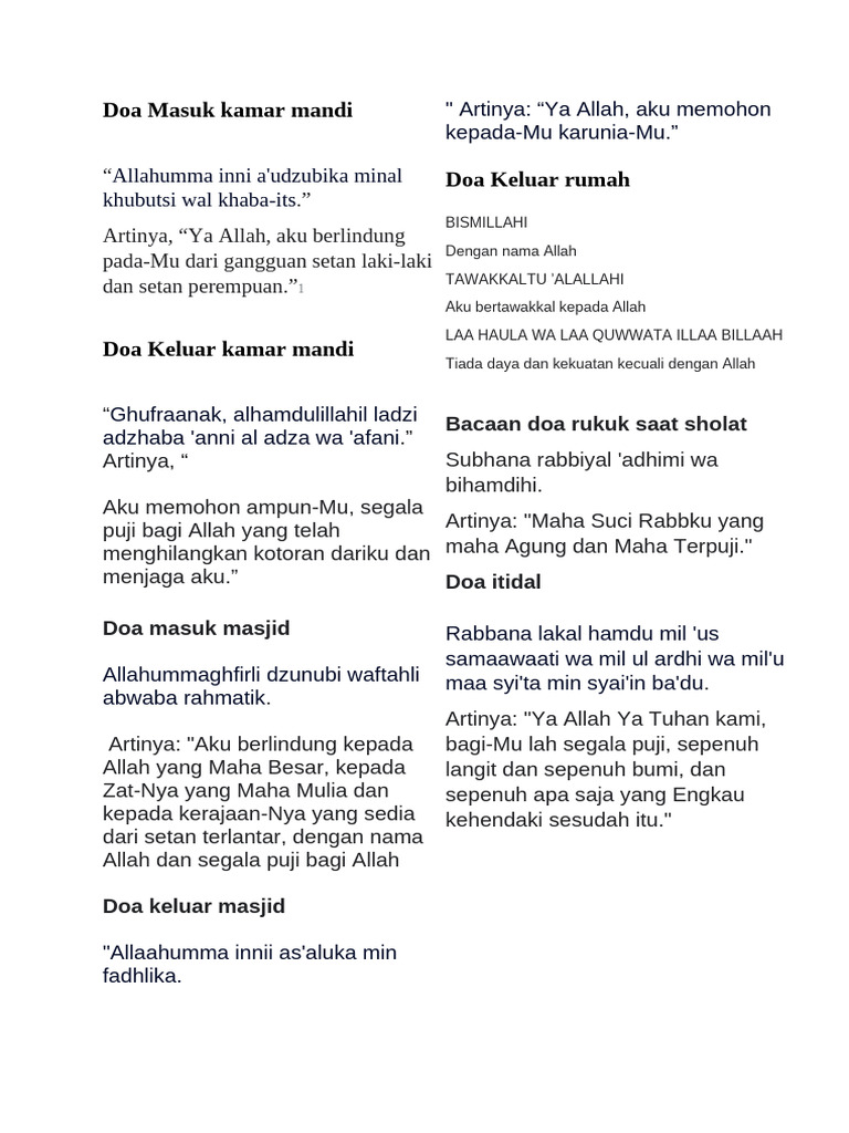 Doa Masuk Kamar Mandi | PDF