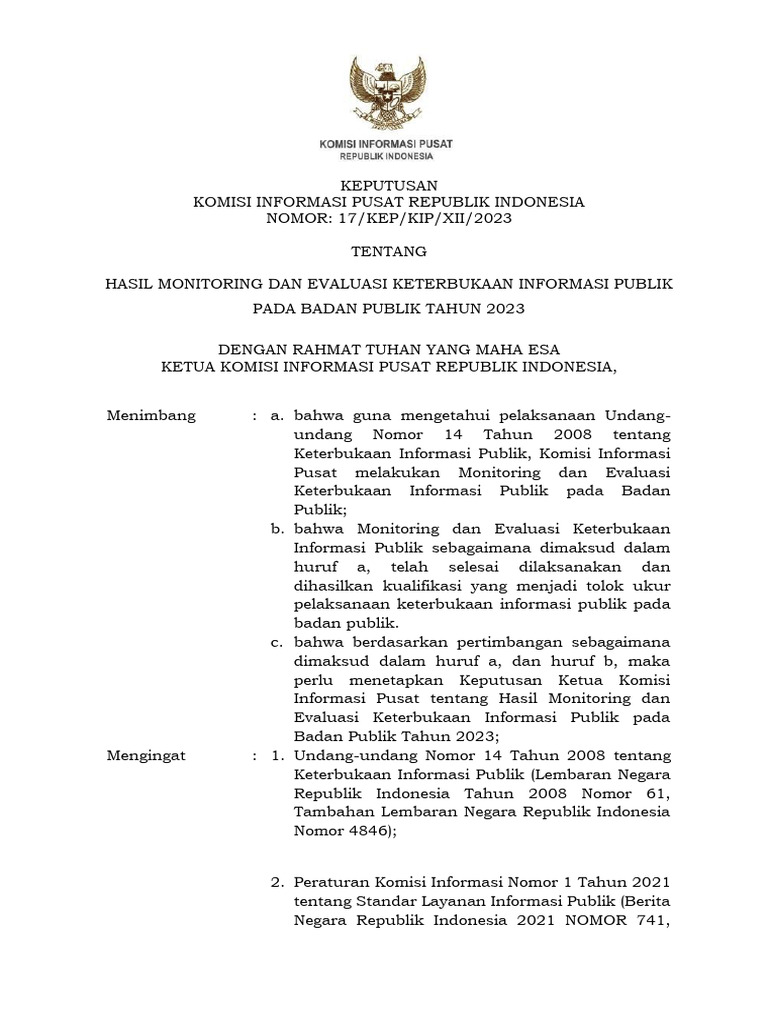 SK 17 Hasil Monev 2023 PDF | PDF