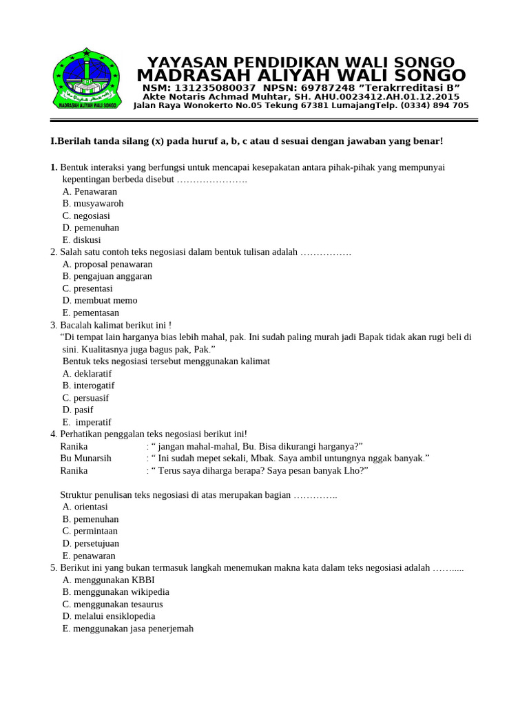 Soal Sas B.ndo Kelas 10 Genap-1 | PDF