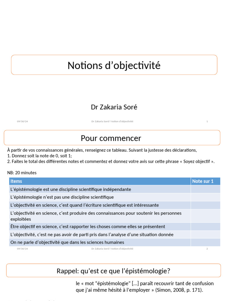 Objectivité 2024 | PDF