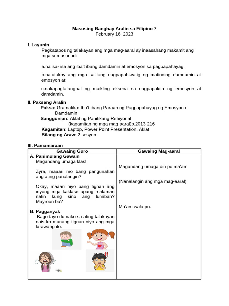 Iba't Ibang Paraan NG Pagpapahayag NG Emosyon o Damdamin | PDF