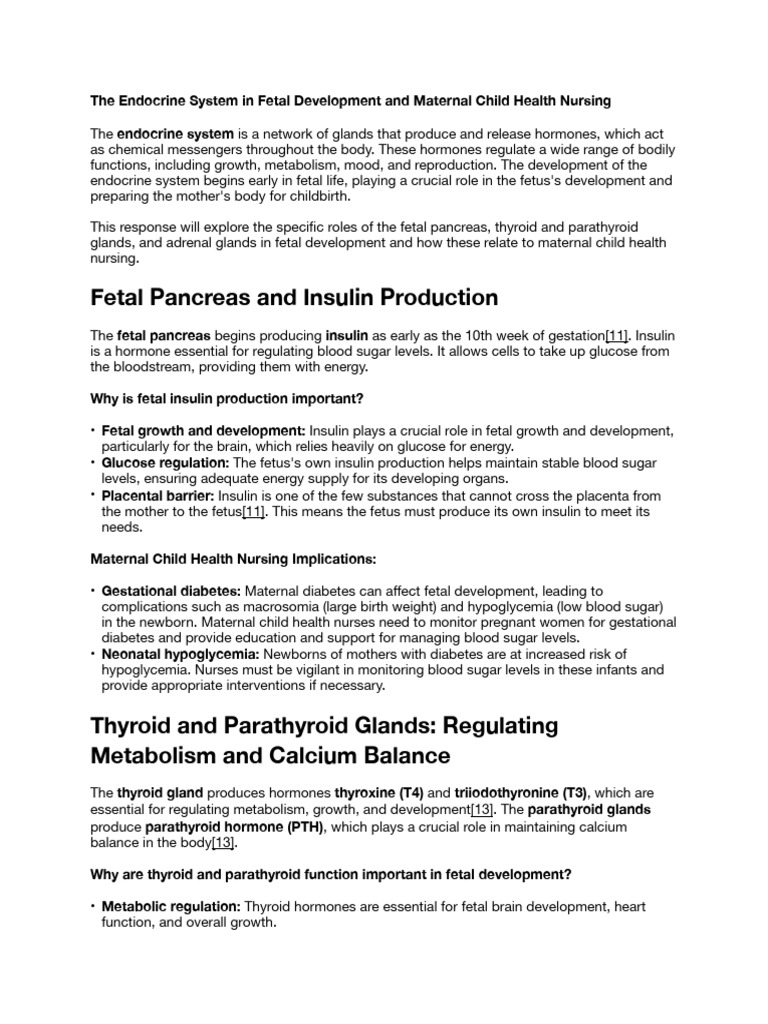 The Endocrine System in Fetal Development and Maternal Child Health | PDF
