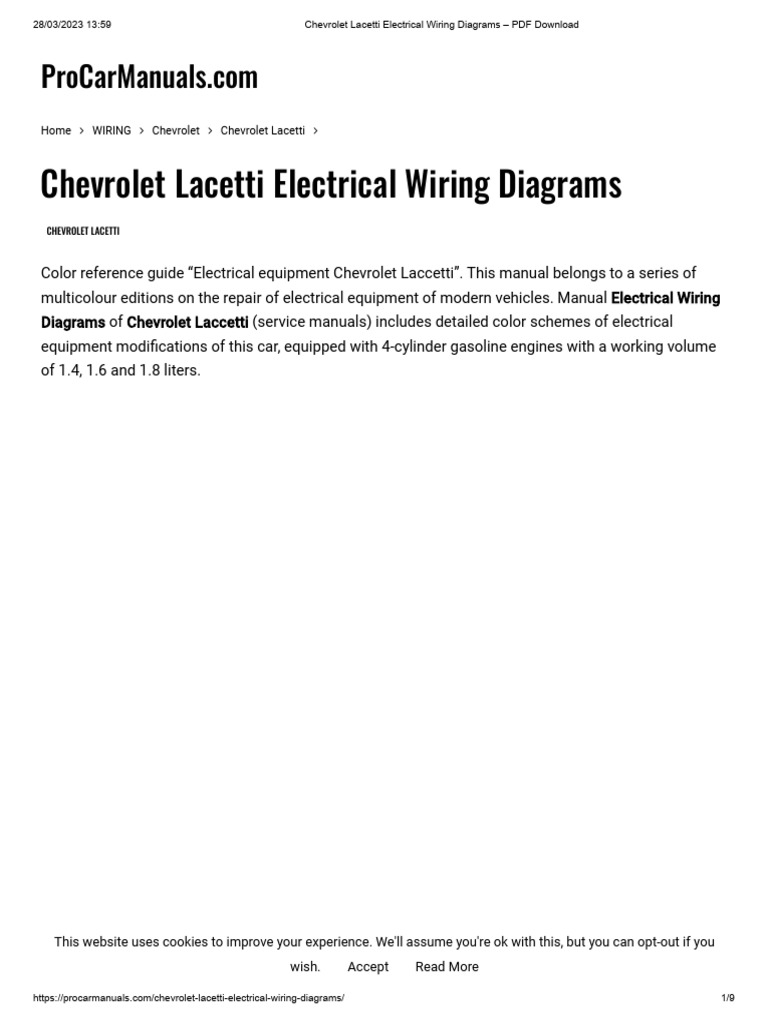 Chevrolet Lacetti Electrical Wiring Diagrams - PDF Download | PDF