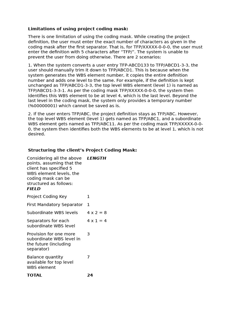 Project Coding Mask Limitations | PDF