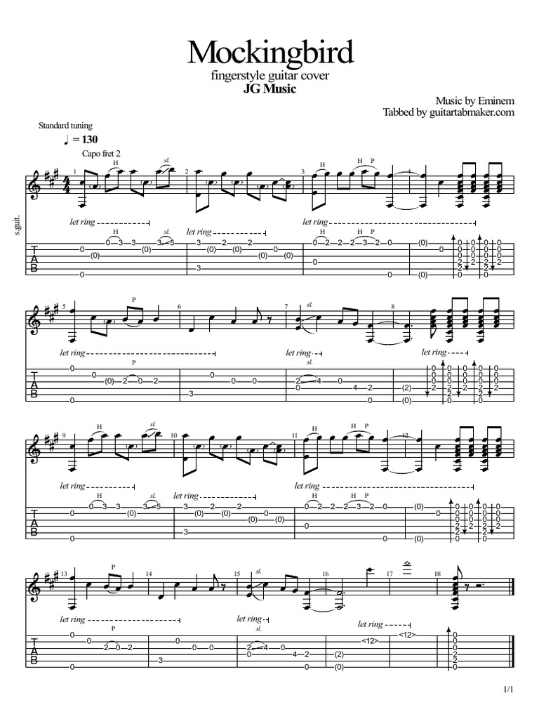 Eminem - Mockingbird Fingerstyle | PDF