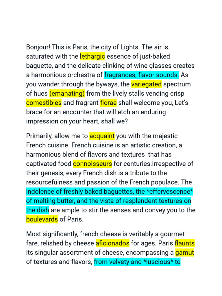 Savouring Paris Presentation Script | PDF
