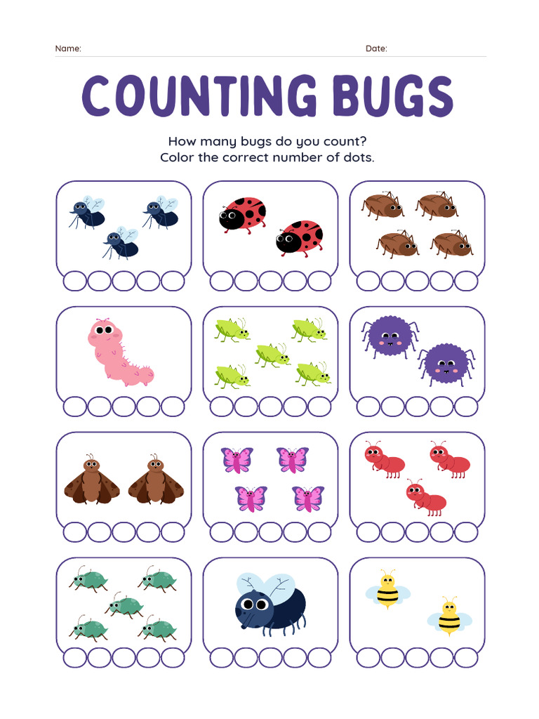 Counting Bugs Worksheet | PDF