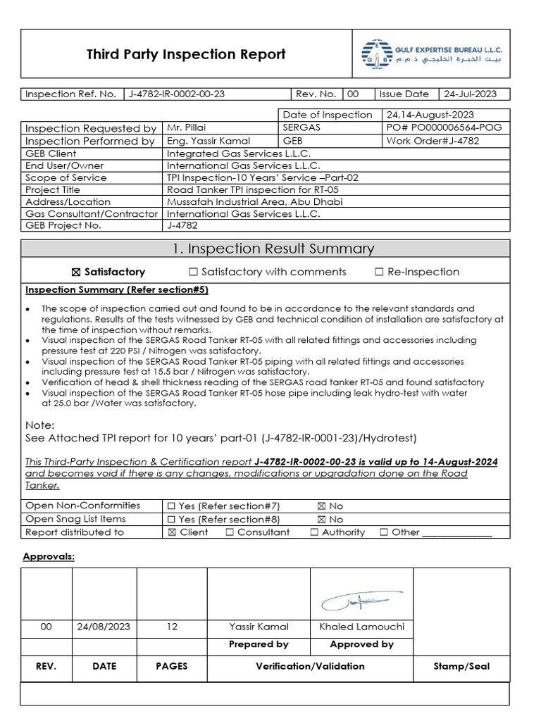 Third Party Inspection Report | PDF