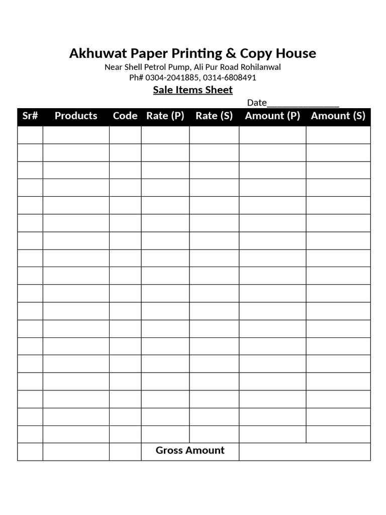 Sale Sheet | PDF
