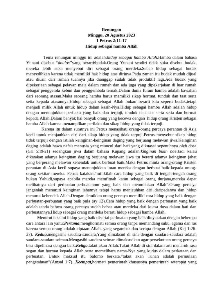 Renungan, Minggu 20 Agustus 20233 | PDF