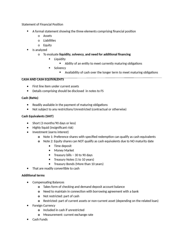 Financial Position Statement Overview | PDF | Loans | Business