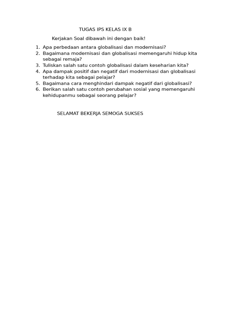 Tugas Ips Kelas Ix B | PDF
