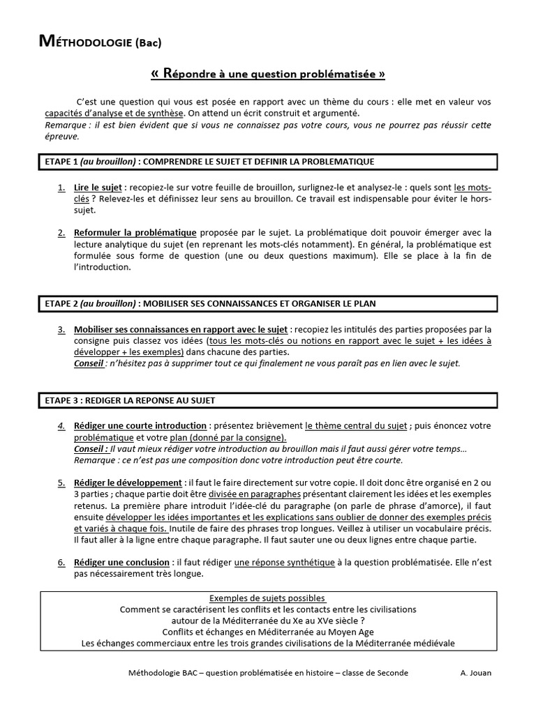 Methodo Bac 2de Hist Q Problem | PDF