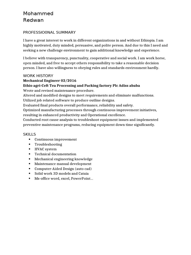 Mohammed Redwan: Professio0Nal Summary | PDF