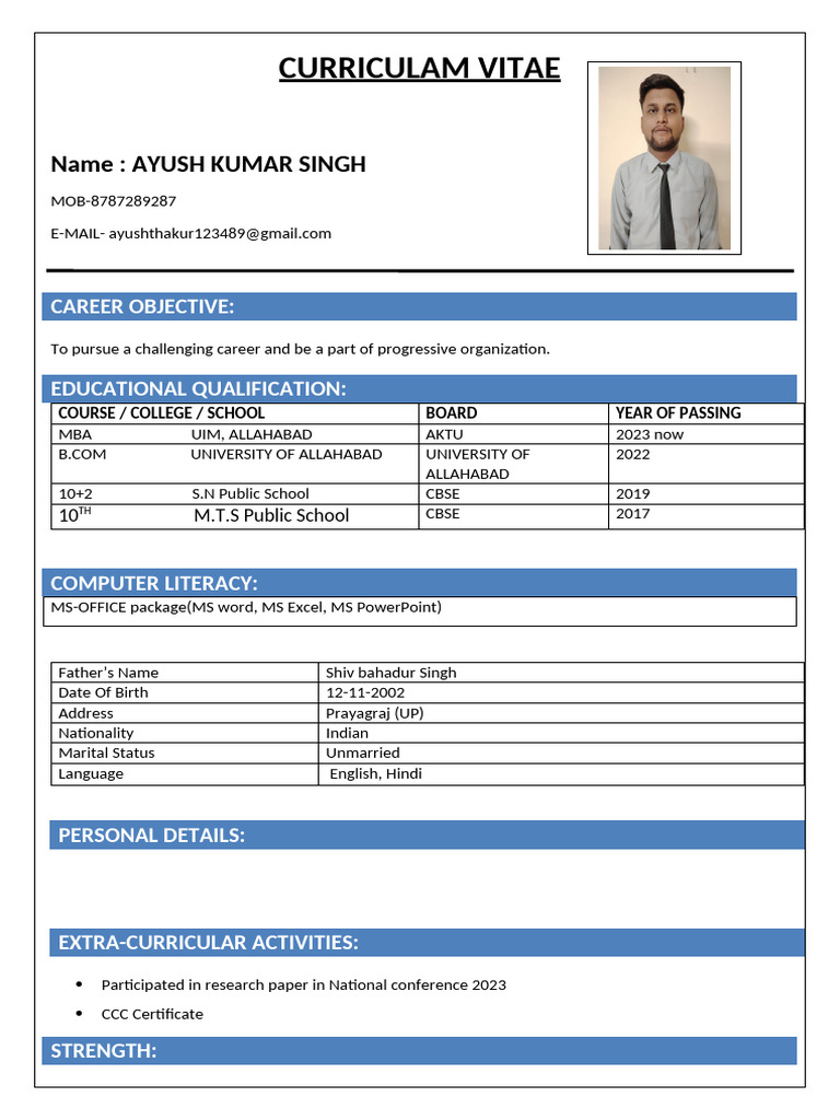 Ayush CV Final 1 | PDF