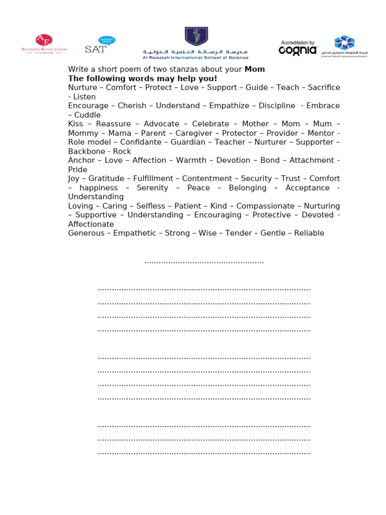 My Mom Poem For Grade 5 | PDF