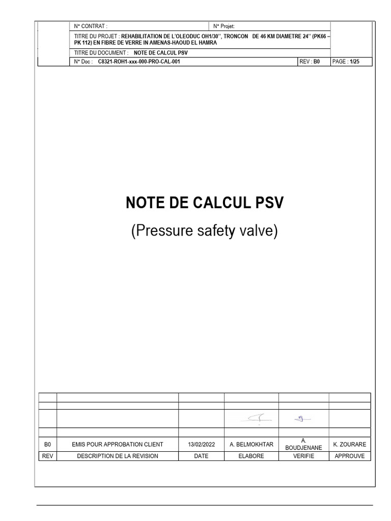 PSV - Calc - NOTE DE CALCUL PSV | PDF