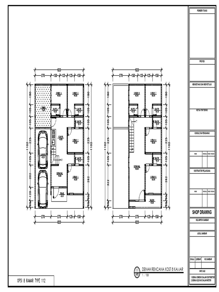 Denah Rencana Kost 8 Kamar | PDF