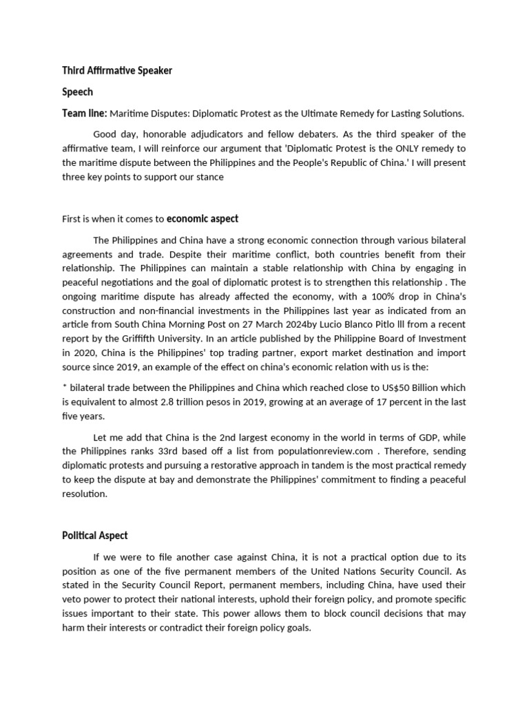 Third Affirmative Speaker | PDF