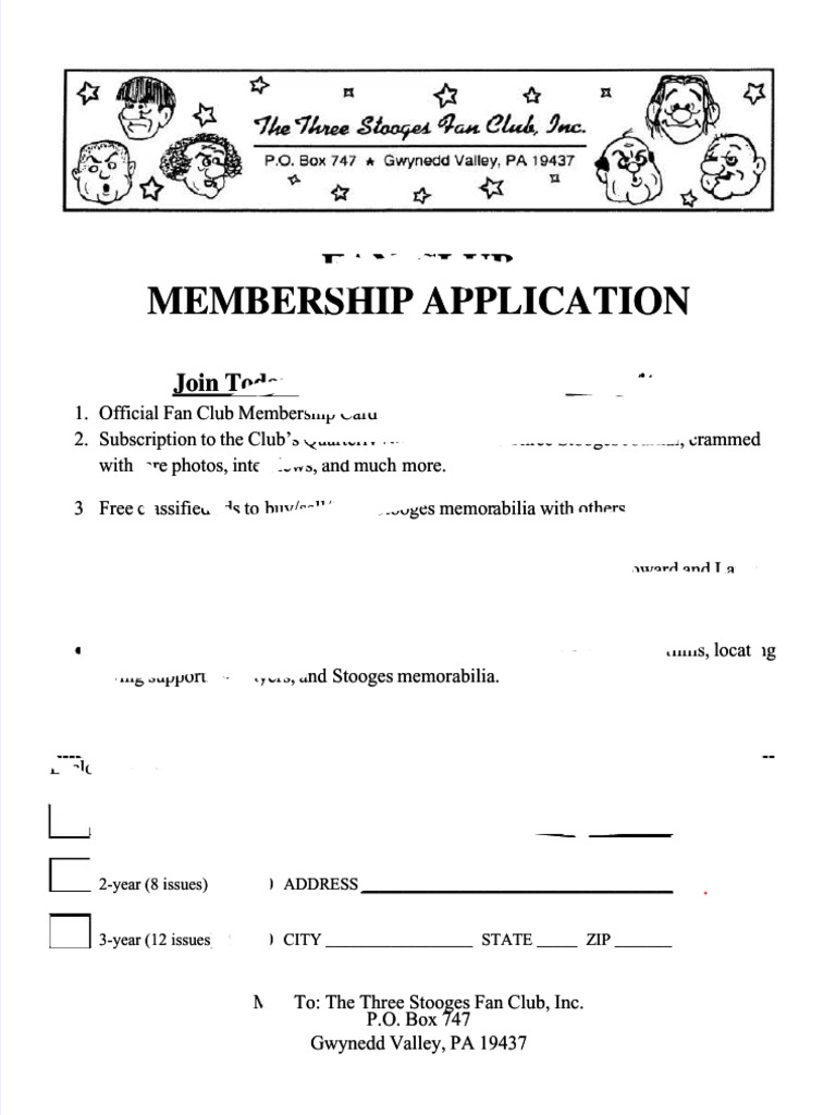 Fan Club Fan Club Membership Application Membership Application | PDF