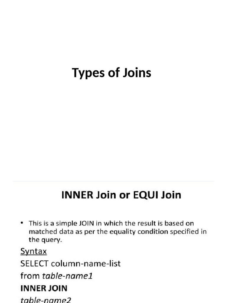 Types of Join | PDF
