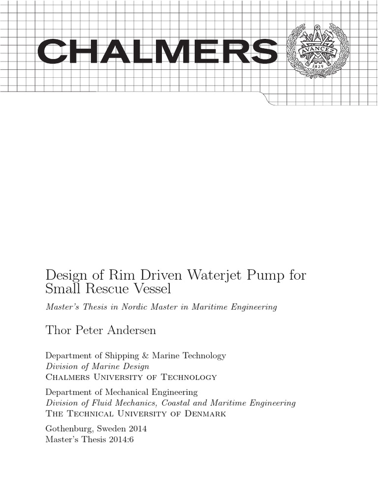 Design of Rim Driven Waterjet Pump For Small Rescue Vessel MSC Thesis ...