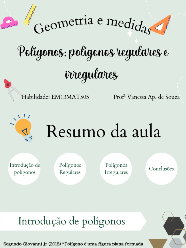 Geometria e Medidas Polígonos Polígonos Regulares e Irregulares (Características) | PDF