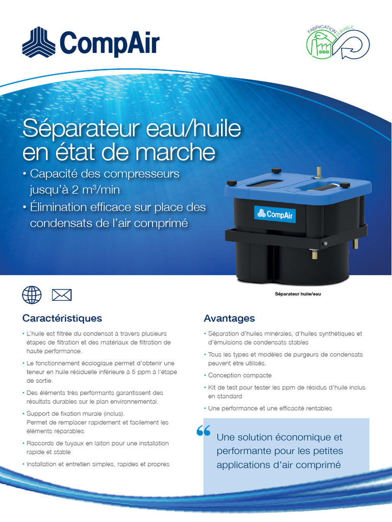 CompAir Oil-Water Separator Datasheet Flyer FR Work | PDF