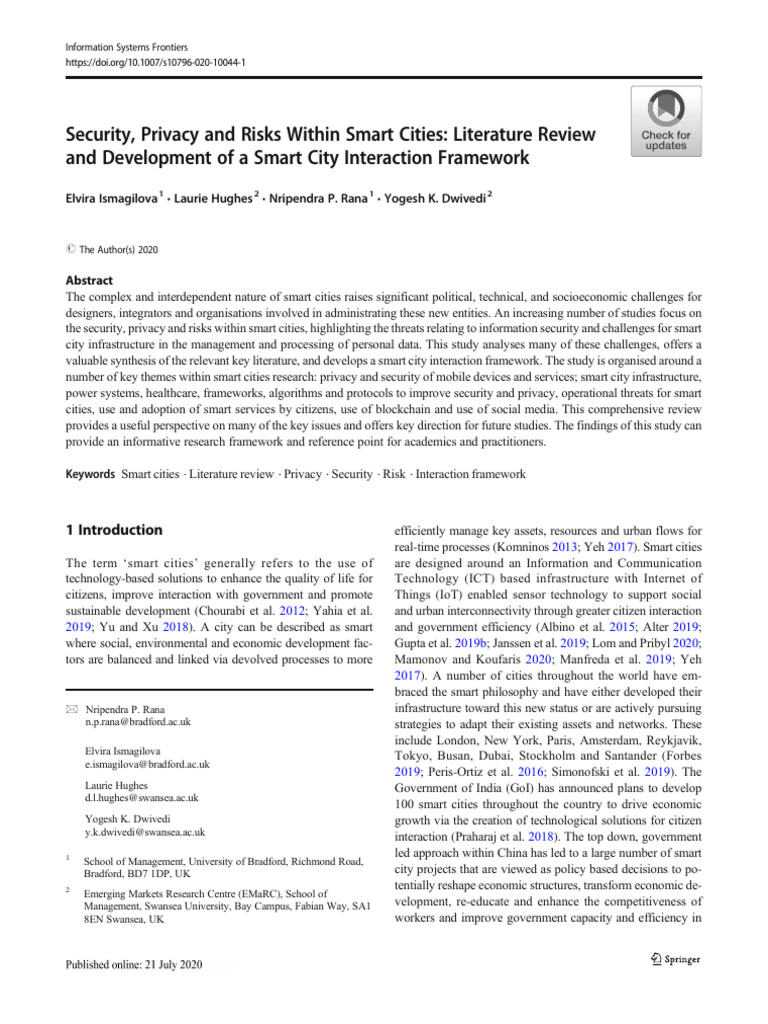 Security, Privacy and Risks Within Smart Cities | PDF