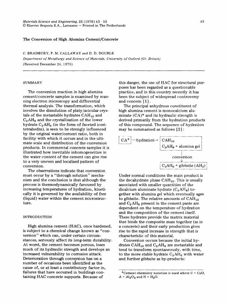 High Alumina Cement Conversion Analysis | PDF | Concrete | Home & Garden