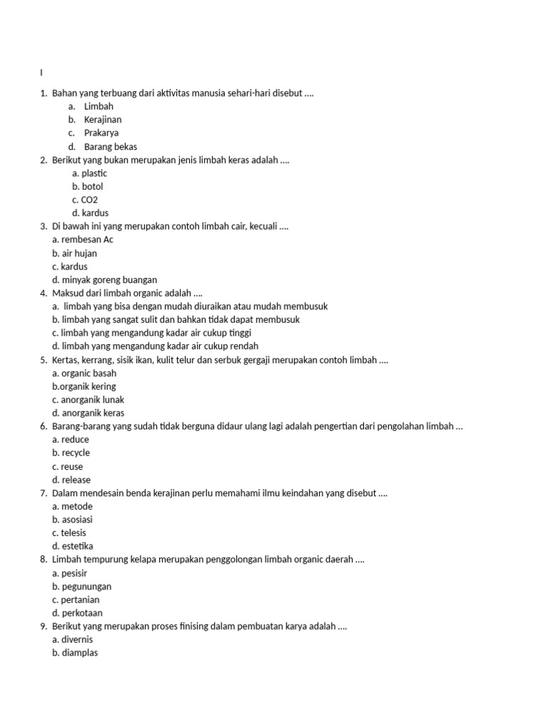 Soal PAT Prakarya Genap VIII 2023-2024 | PDF