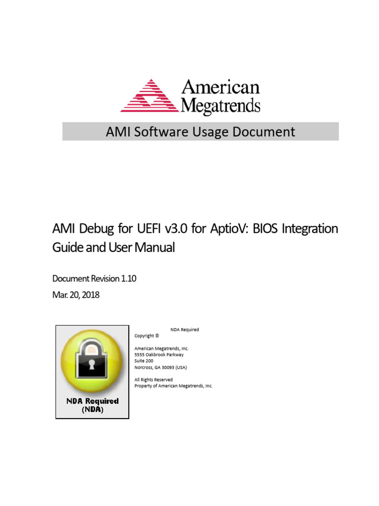 AMI Debug For UEFI User Manual V3.0 NDA | PDF