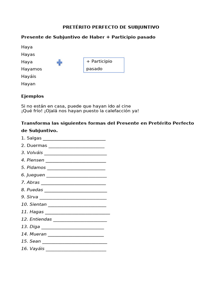Pretérito Perfecto de Subjuntivo | PDF