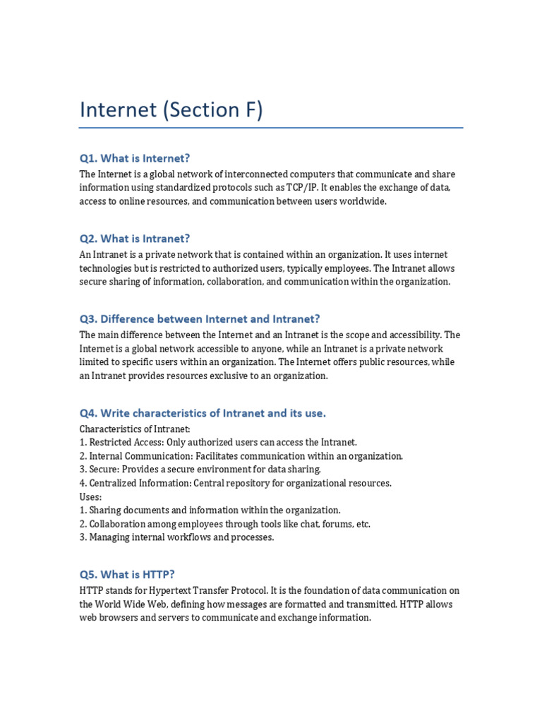 Section F Internet | PDF