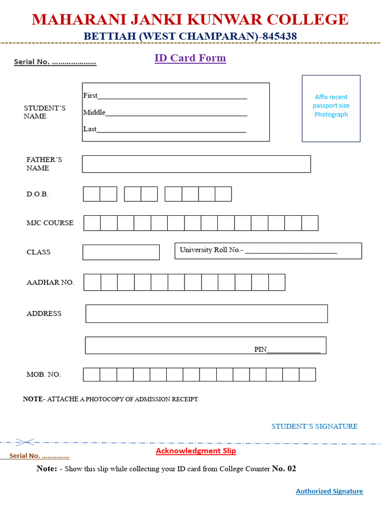 Id Card Form | PDF
