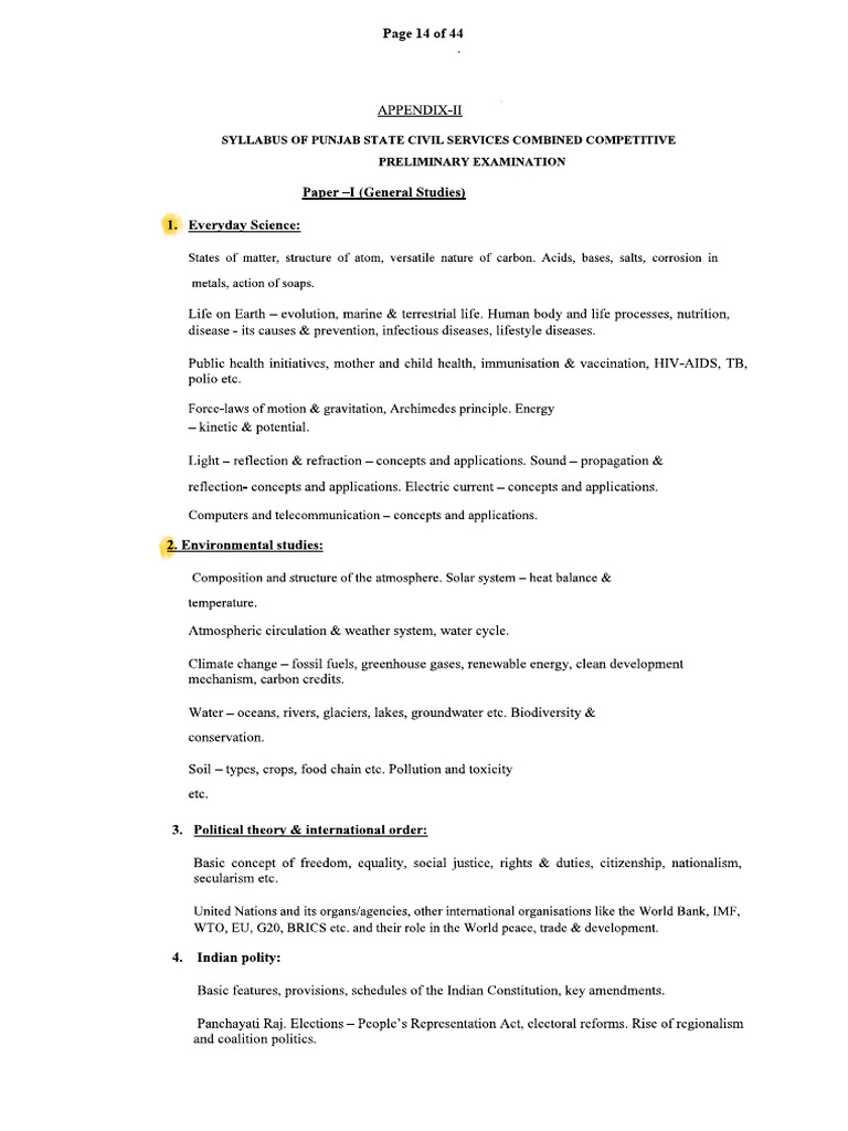 PPSC CSE Syllabus | PDF