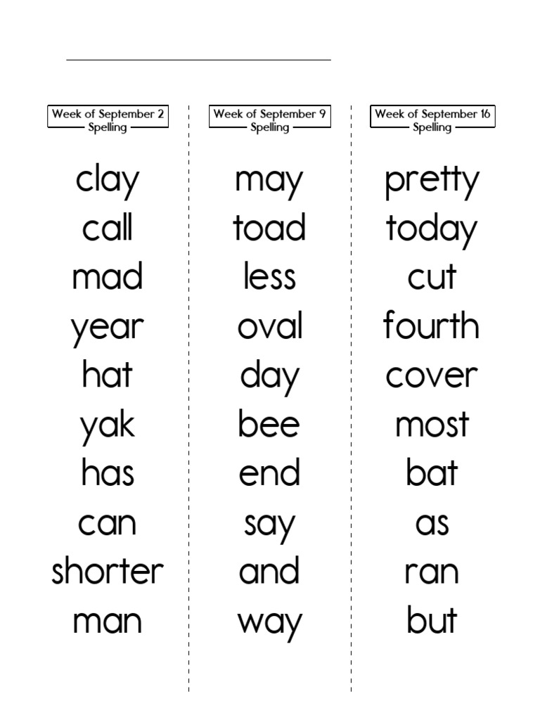 September Spelling | PDF