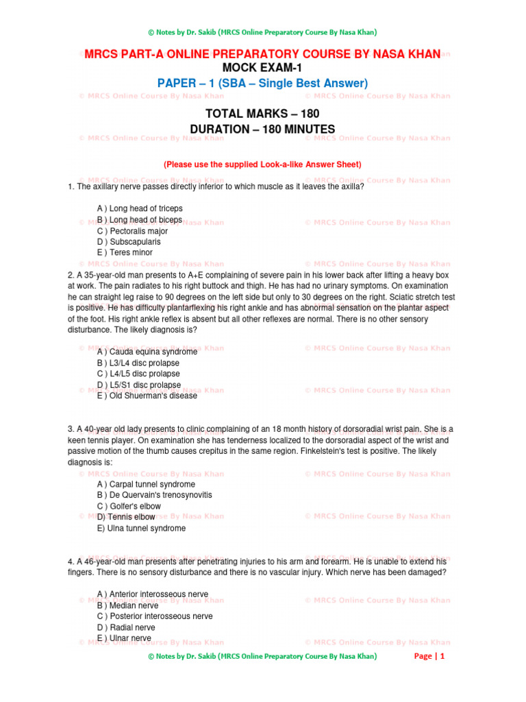 Mock Paper 1 - Questions NasaKhan | PDF