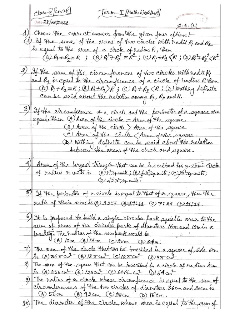 Term1 Maths Worksheet 01 | PDF