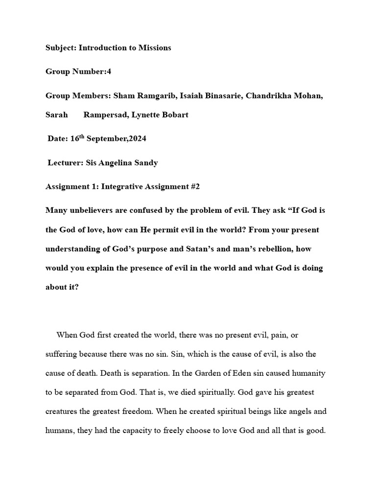 Why Evil Exists. | PDF