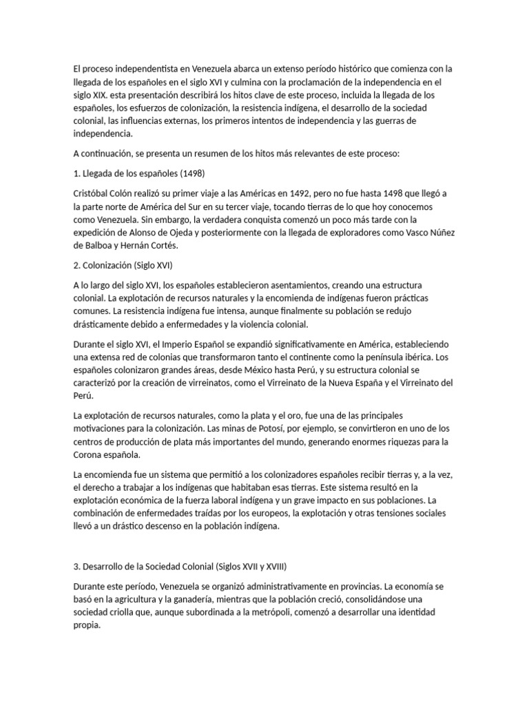 Proceso Independentista Desde La Llegada Hasta La Liberacion | PDF