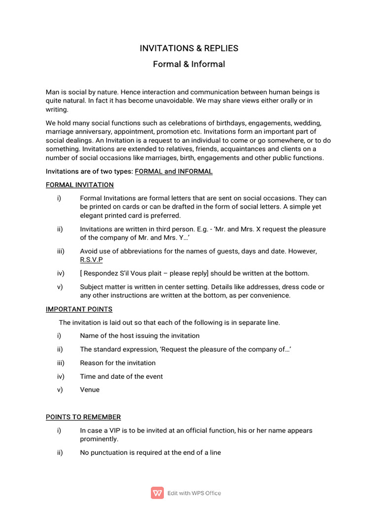 Invitations and Replies | PDF